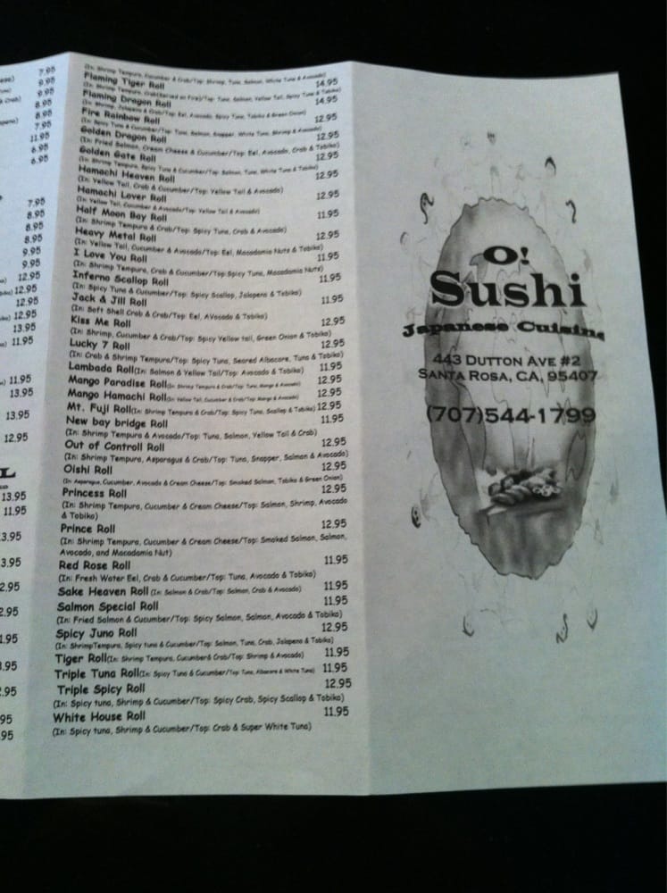 Online Menu of O! Sushi Restaurant, Santa Rosa, California, 95407 - Zmenu
