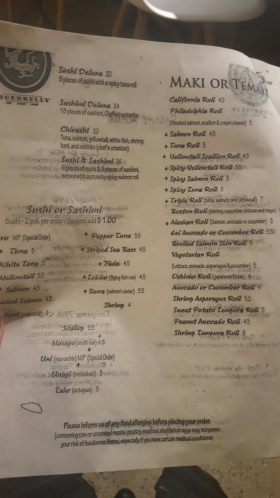 Online Menu of Tiger Belly Noodle Bar Restaurant, Granby, Connecticut ...