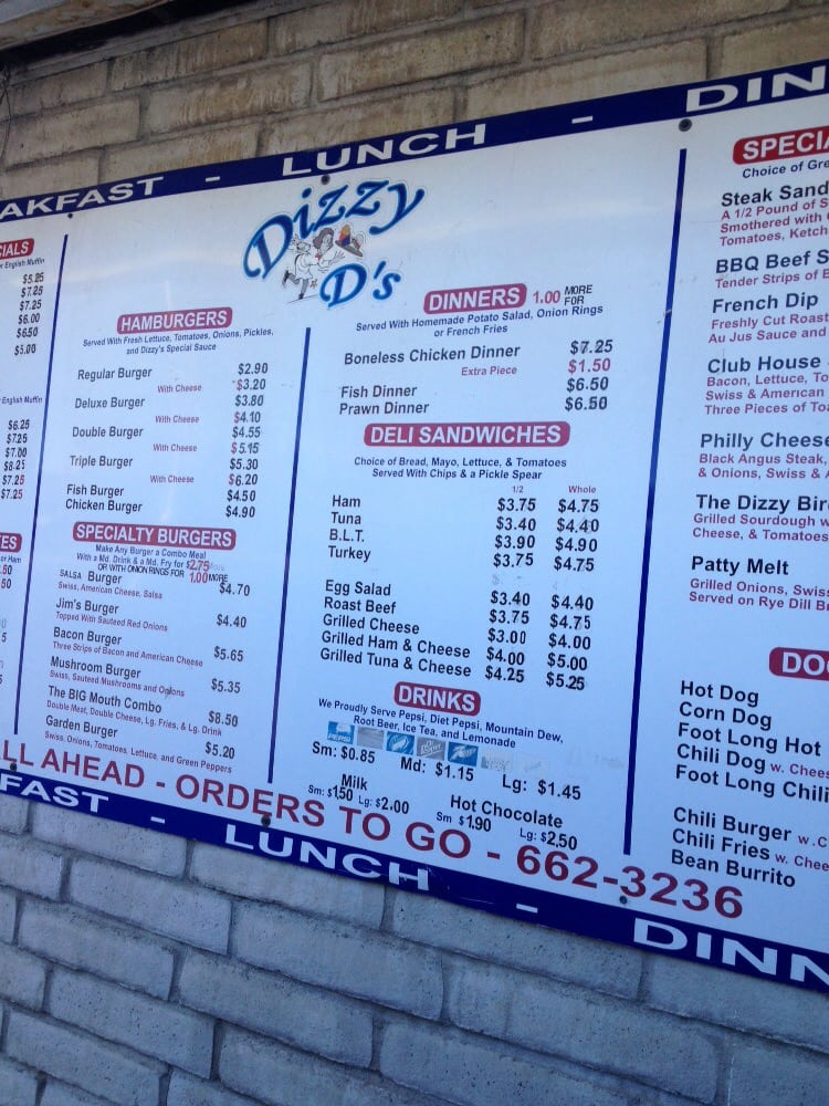 Online Menu of Dizzy Ds Restaurant, Wenatchee, Washington, 98801 - Zmenu