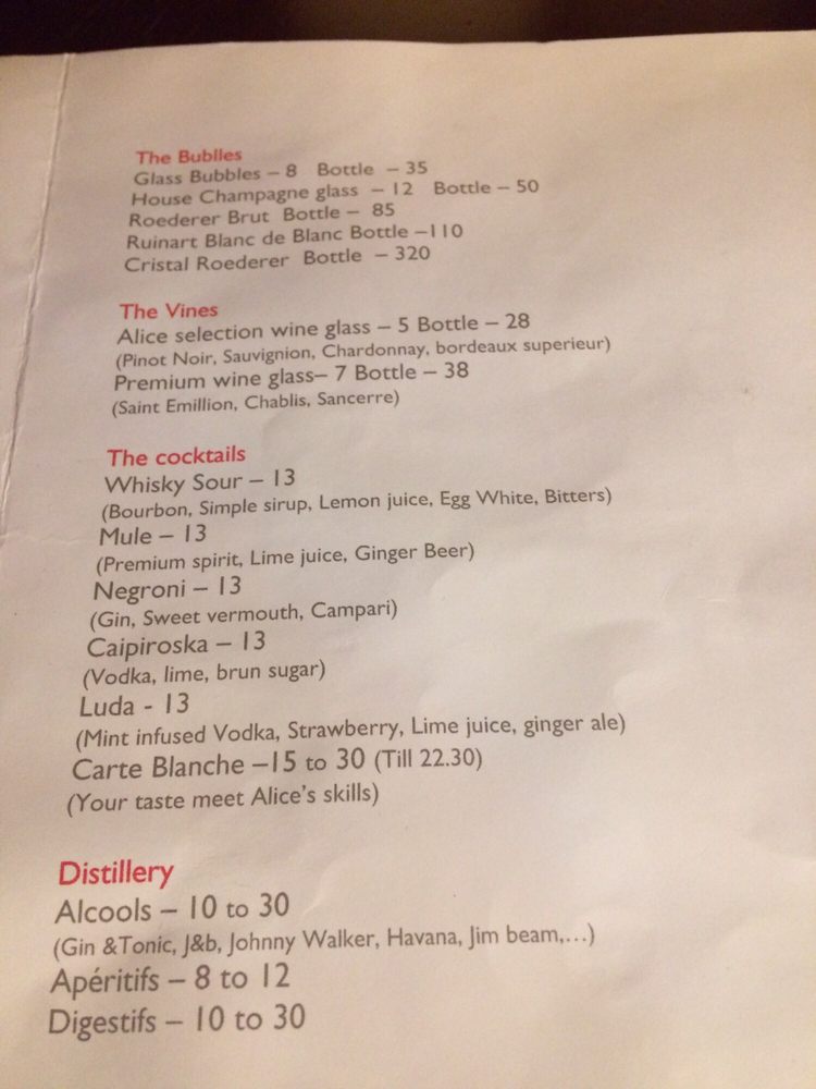 Alice Cocktail Bar - Cocktail Bars - Avenue Louise 190, Louise ...