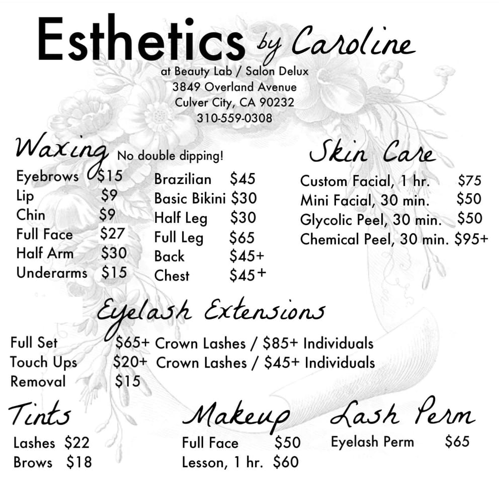 Esthetician Service Menu Template Printable Templates