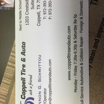 Coppell Tire & Auto - 70 Reviews - Tires - 1203 Crestside Dr, Coppell ...