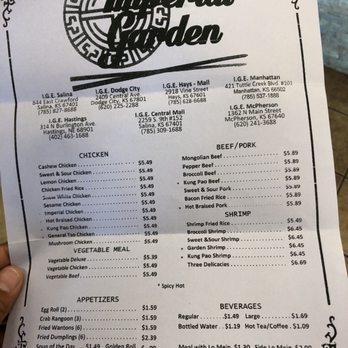 Imperial Garden Express - Chinese - 314 N Burlington Ave, Hastings, NE ...