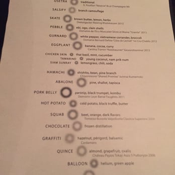 Alinea - Menu on 1/17/15 - Chicago, IL, United States