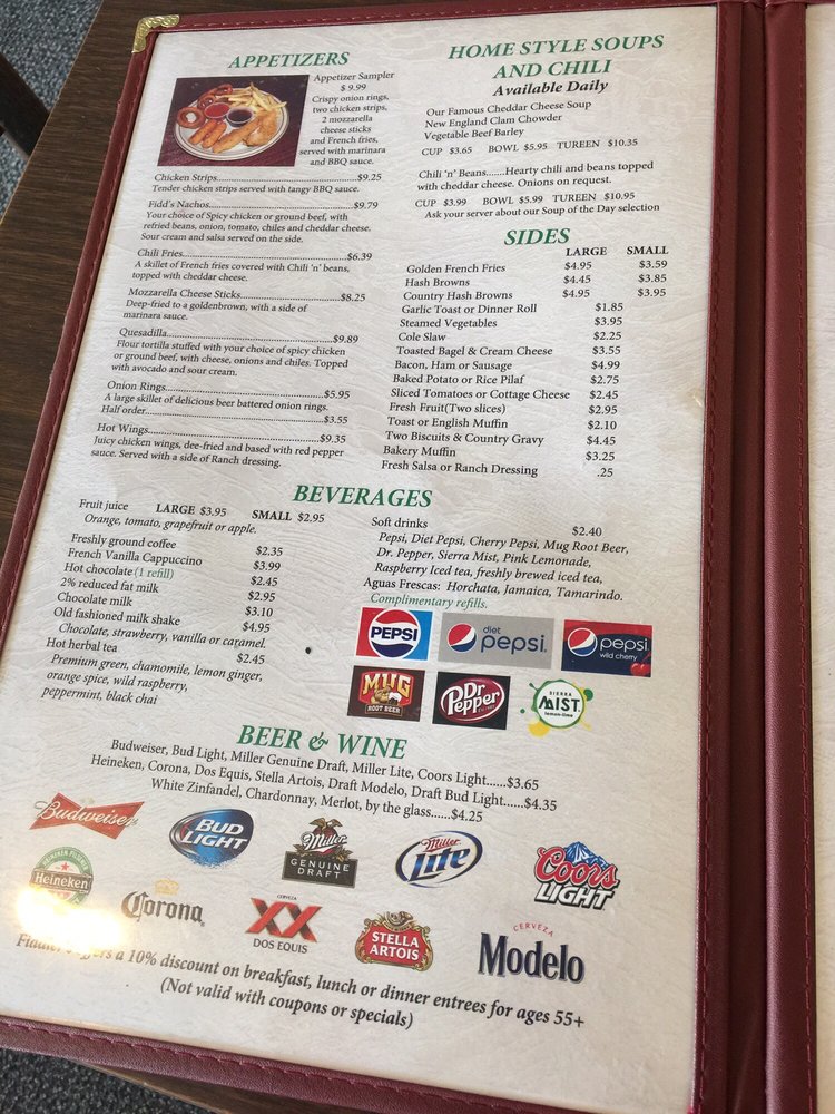 Online Menu of Fiddlers Restaurant Restaurant, Sylmar, California ...