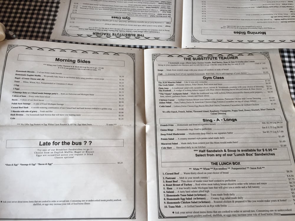 Menu at Old School Deli restaurant, Roseville