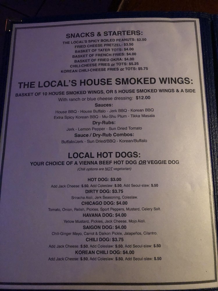 Might be a long shot - The Local menu? (wings spot on Ponce) : r/Atlanta