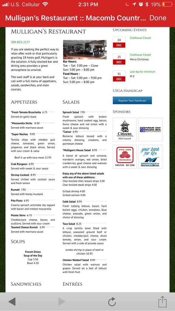 Macomb Country Club Restaurant - Nightlife - 20 Hickory Grv, Macomb, IL ...