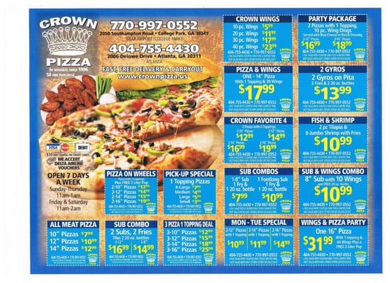 Crown Pizza - Pizza - 2050 South Hampton Rd, College Park, GA ...